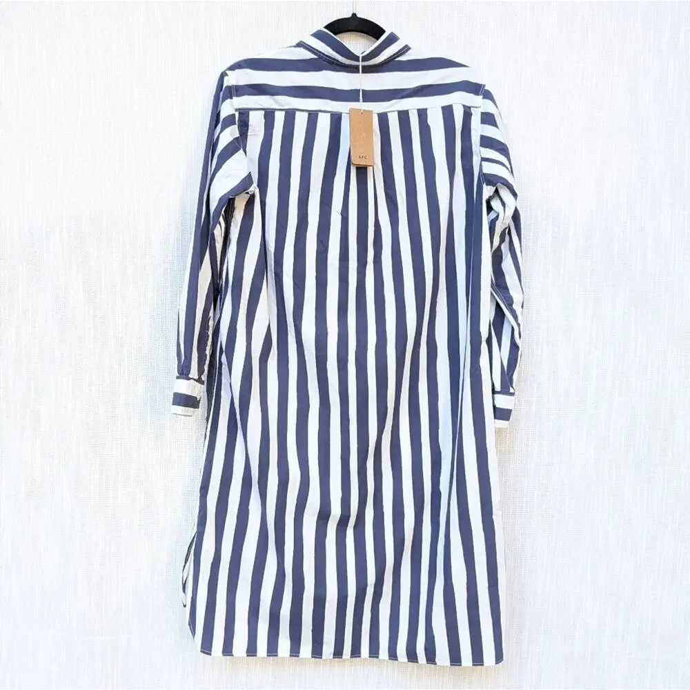 A.P.C. | Dresses | Nwt Apc Rue Madame Plaja Dress Striped Whitenavy ...